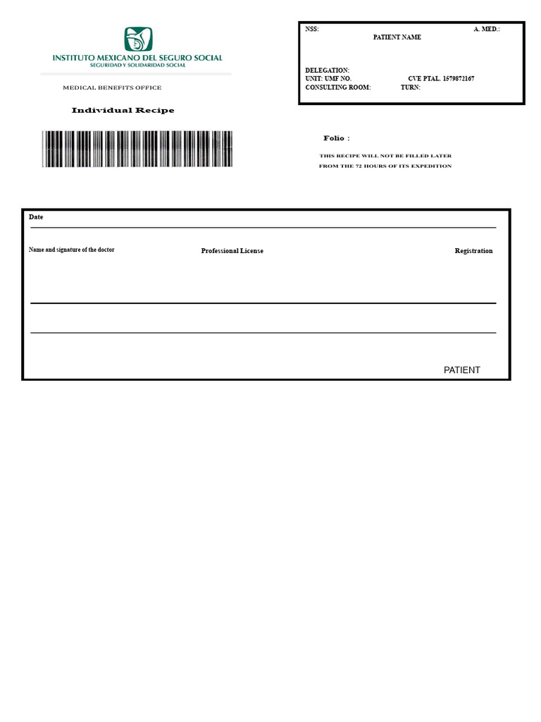 Recipe-Imss-Edit It | PDF