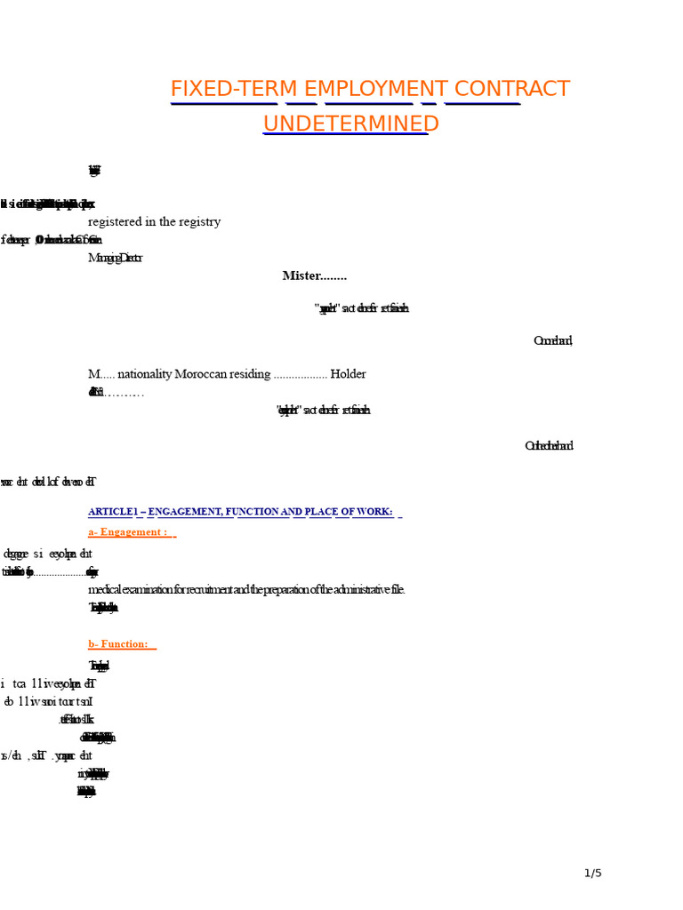 Permanent Employment Contract Template | PDF