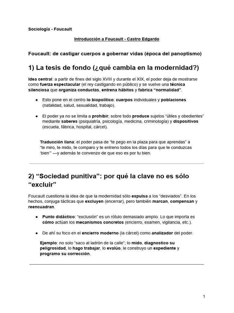 Foucault: Poder y Disciplina en la Modernidad | PDF | Michel Foucault ...