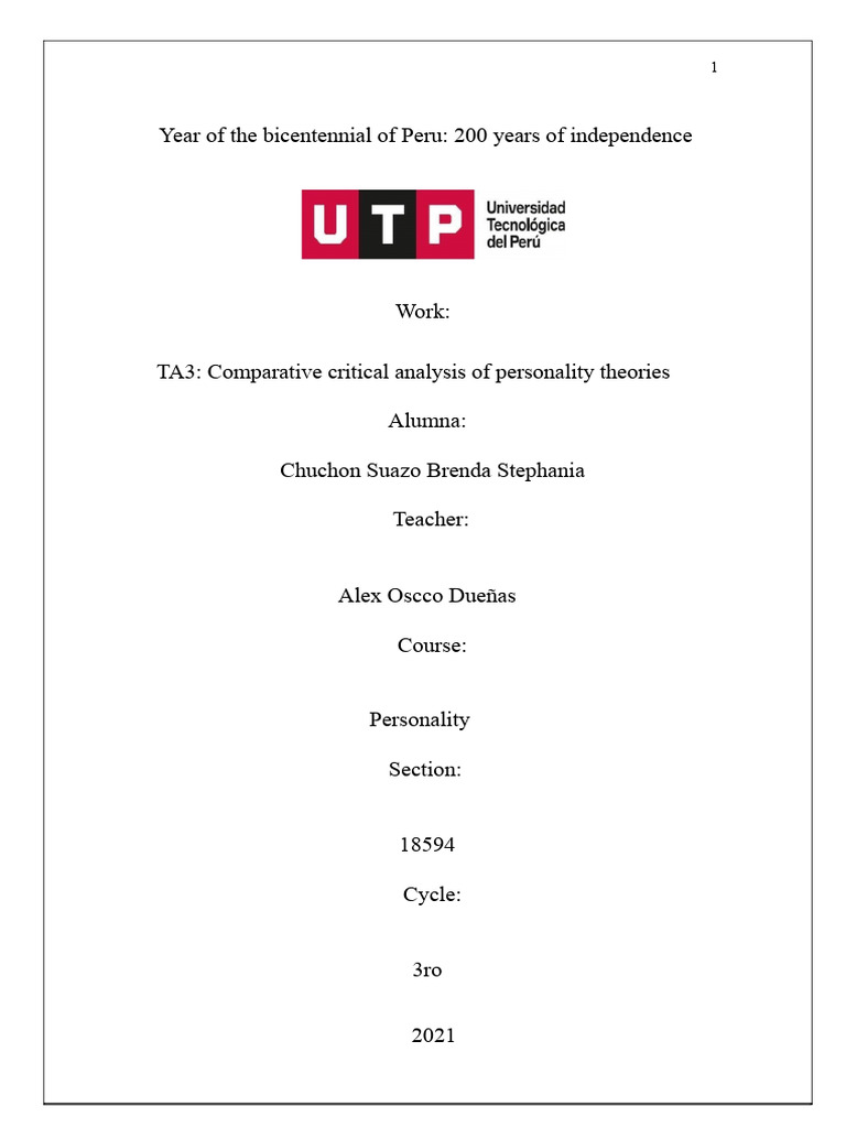 Comparative Analysis of Personality Theories | PDF | Psychoanalysis ...