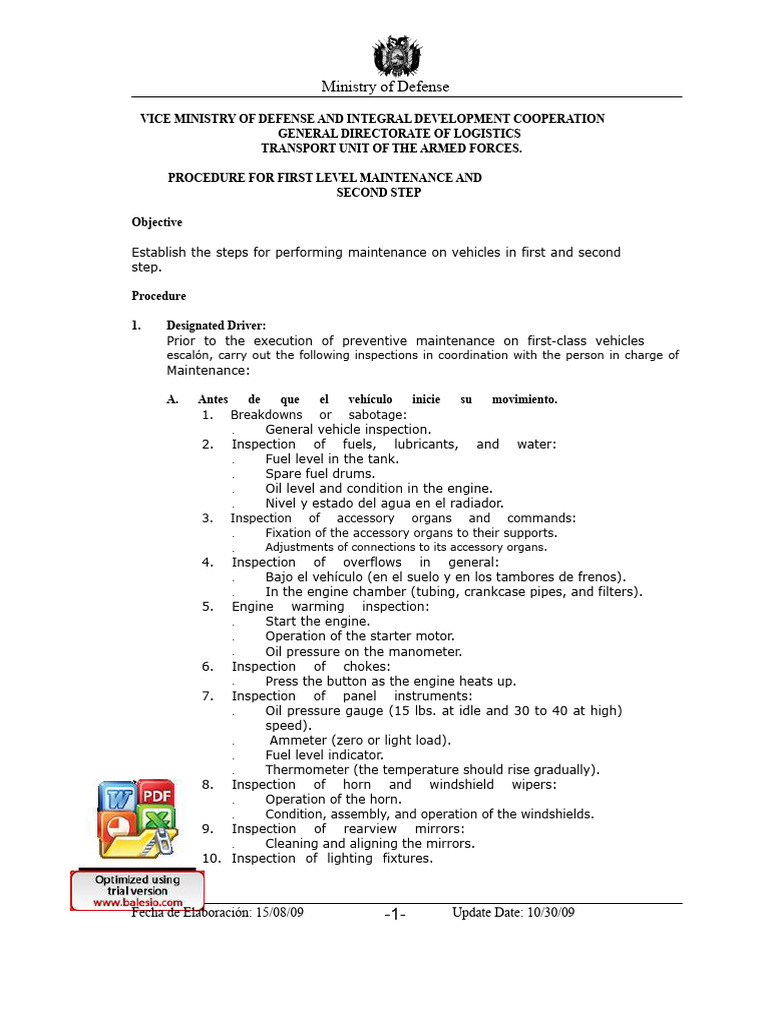 First and Second Level Maintenance Vehicles | PDF | Traffic Collision ...