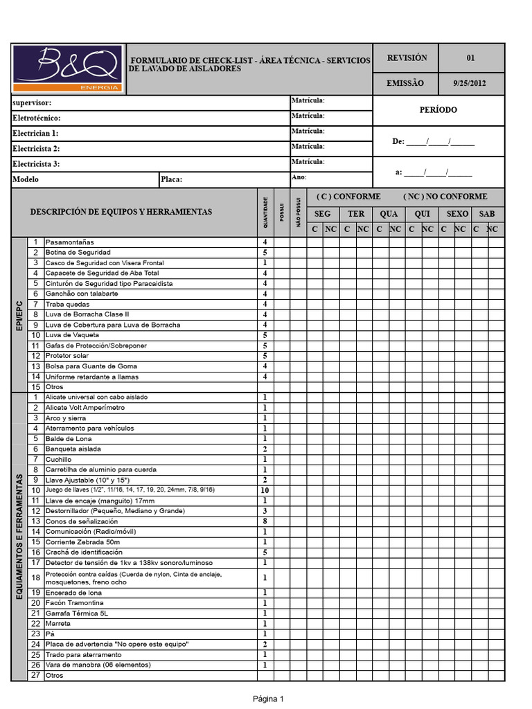 Formulario Check List Línea Viva | PDF | Bienes manufacturados