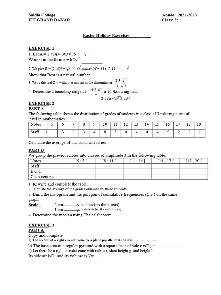 MATH EXERCISES - 3rd Grade | PDF | Mathematics