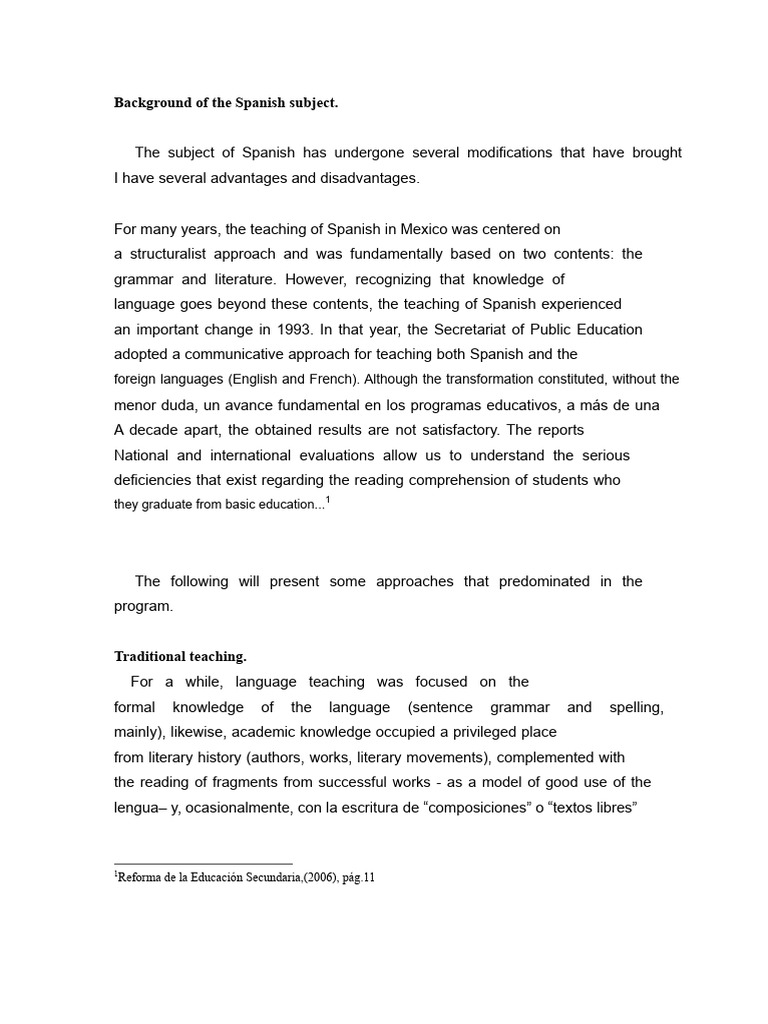 Evolution of Spanish Teaching Methods | PDF | Spanish Language ...