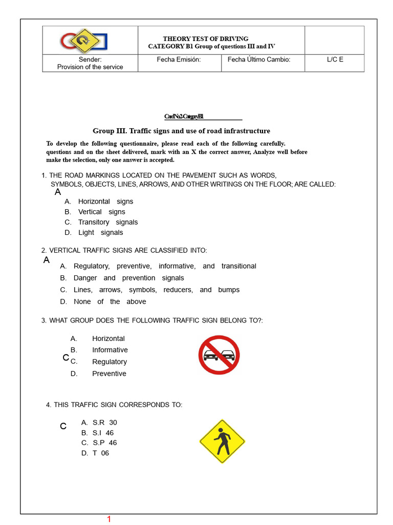 Driving Theory Test B1: Traffic Signs & Rules | PDF | Driver's License ...