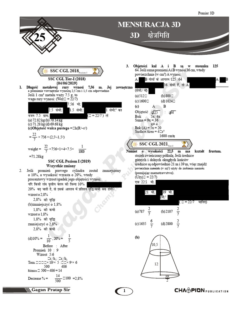 3D_Mensuracja_Najlepsze_Pytania_Z_Ostatnich_5_Lat_Od_Gagana_Pratapa_Sira | PDF