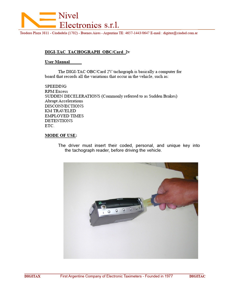 DIGI-TAC OBC/Card 2V User Manual | PDF | Identity Document | Computer ...