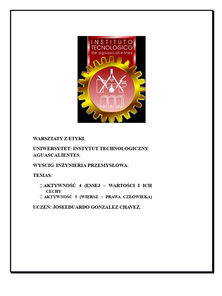 Esej o wartościach i ich cechach | PDF