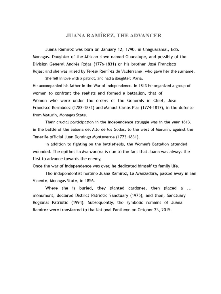 Juana Ramírez: Heroine of Independence | PDF
