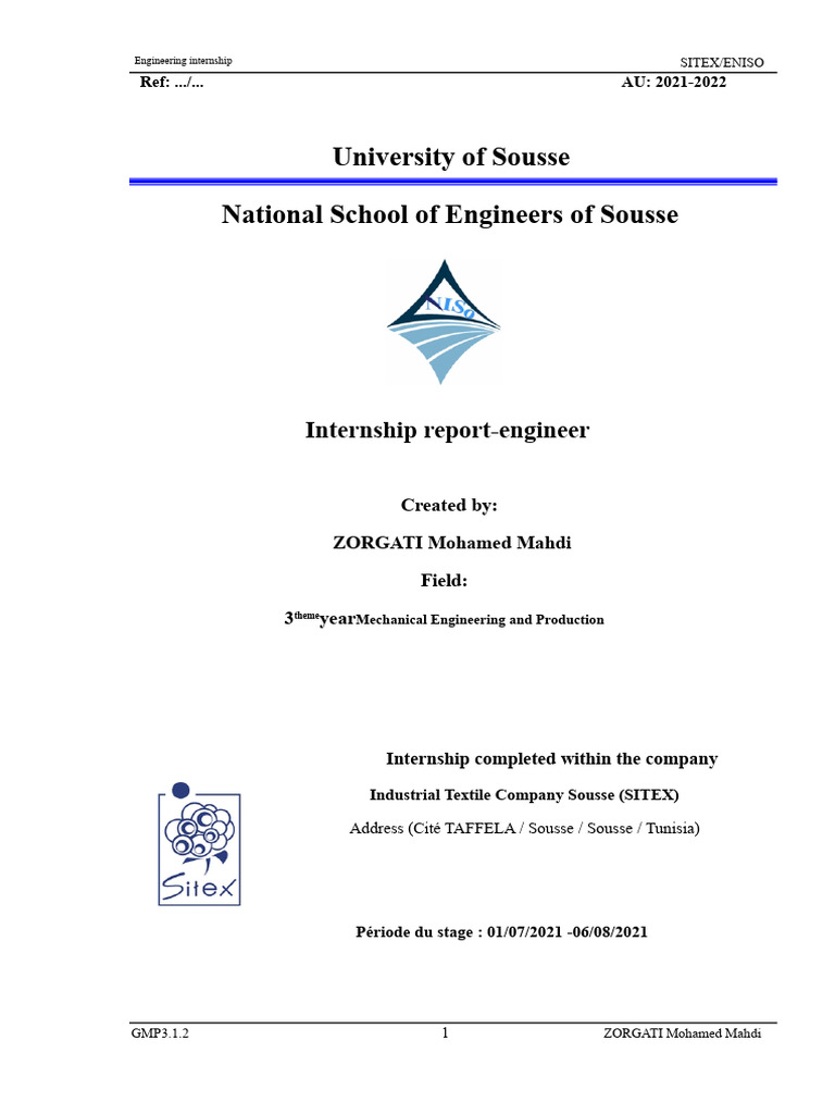 Engineering Internship Report at SITEX | PDF | Robot | Robotics