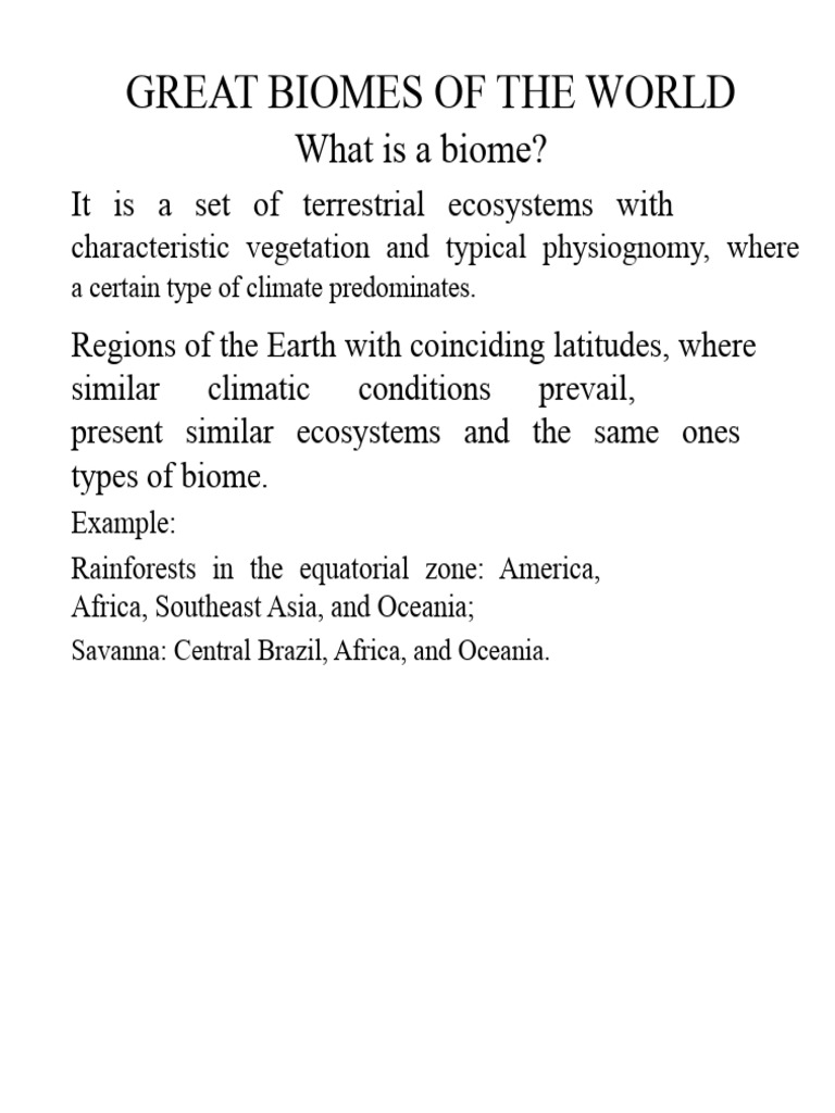 Major Biomes of The World | PDF | Forests | Desert