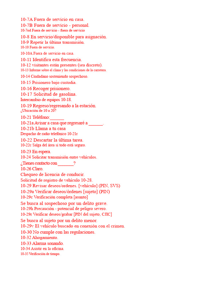 Códigos de Radio de La Policía | PDF | Tráfico | Ambulancia