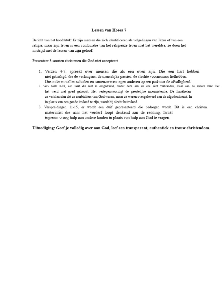Lessen Van Hosea 7 | PDF