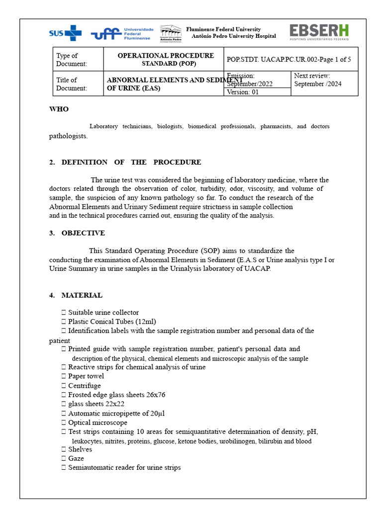 Pop Abnormal Elements and Urine Sediment Eas | PDF