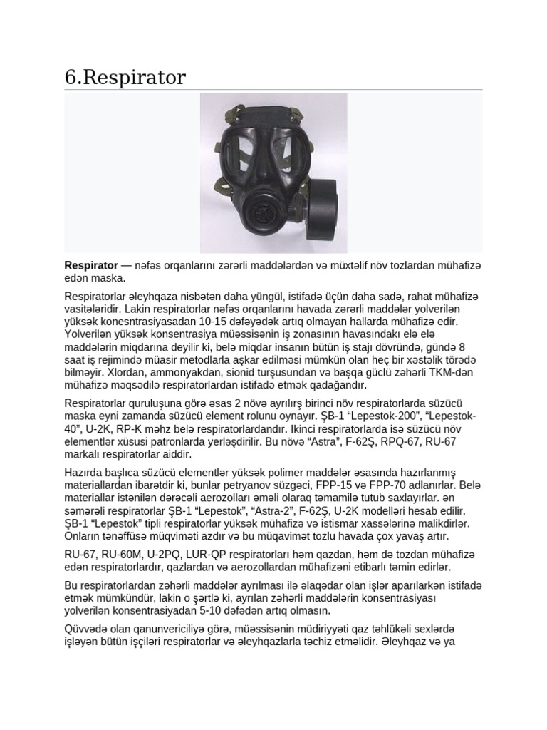 Respirator | PDF