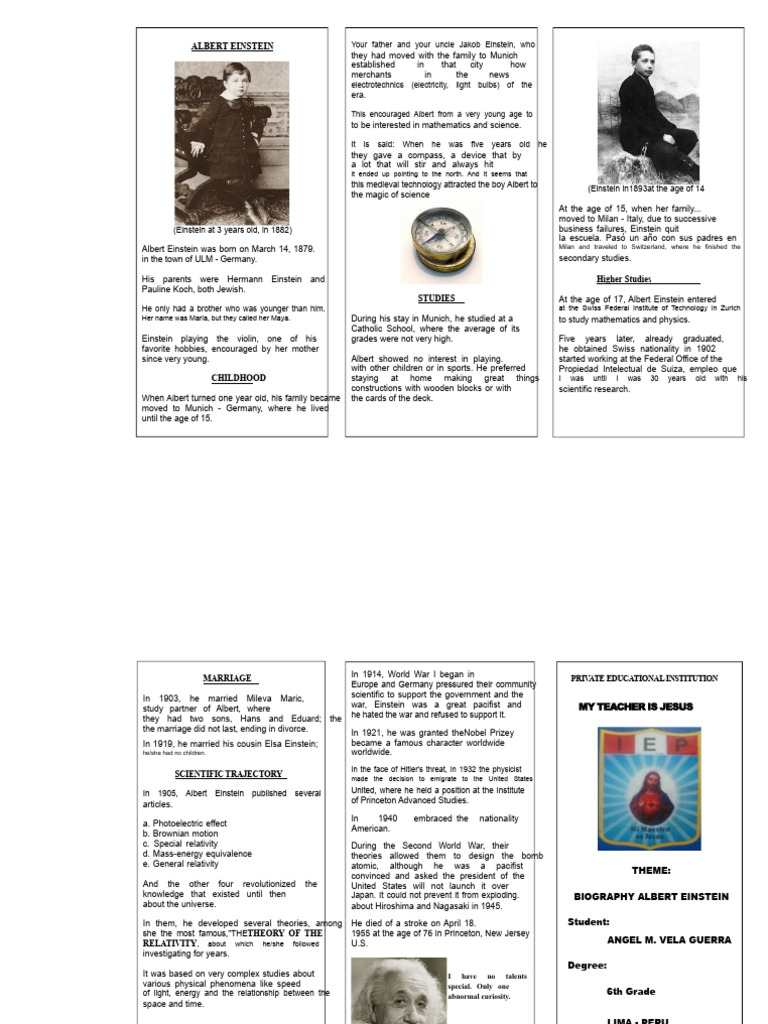 TRIPTYCH ALBERT EINSTEIN.doc | PDF | Albert Einstein | Physics