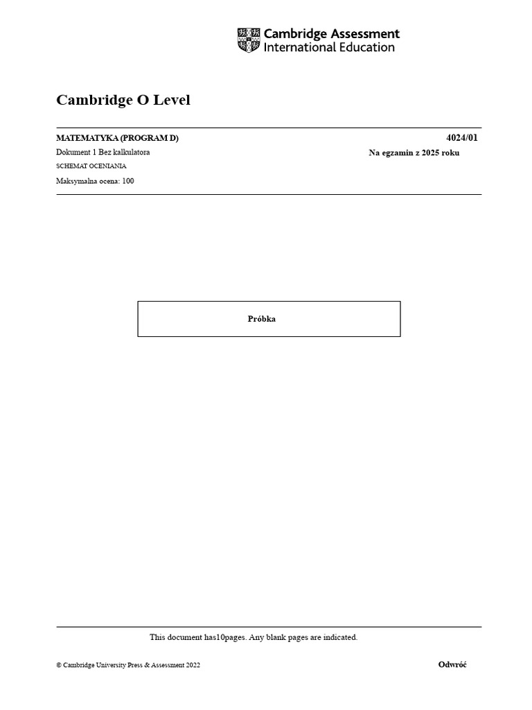 662675 2025 Arkusz próbny 1 Schemat oceniania | PDF