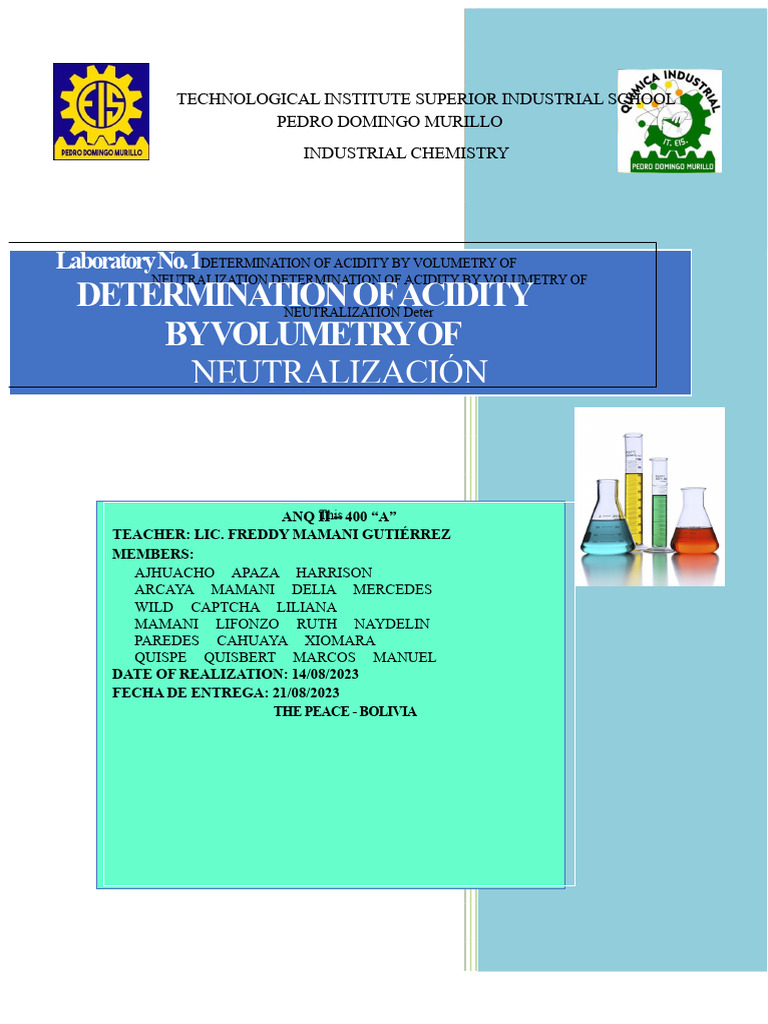 Determination of Acidity by Neutralization Volumetry | PDF | Titration ...