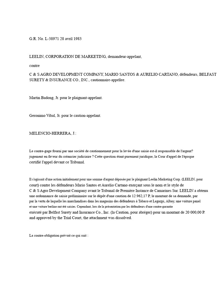 Responsabilité d'une caution en saisie | PDF | Compétence | Cautionnement