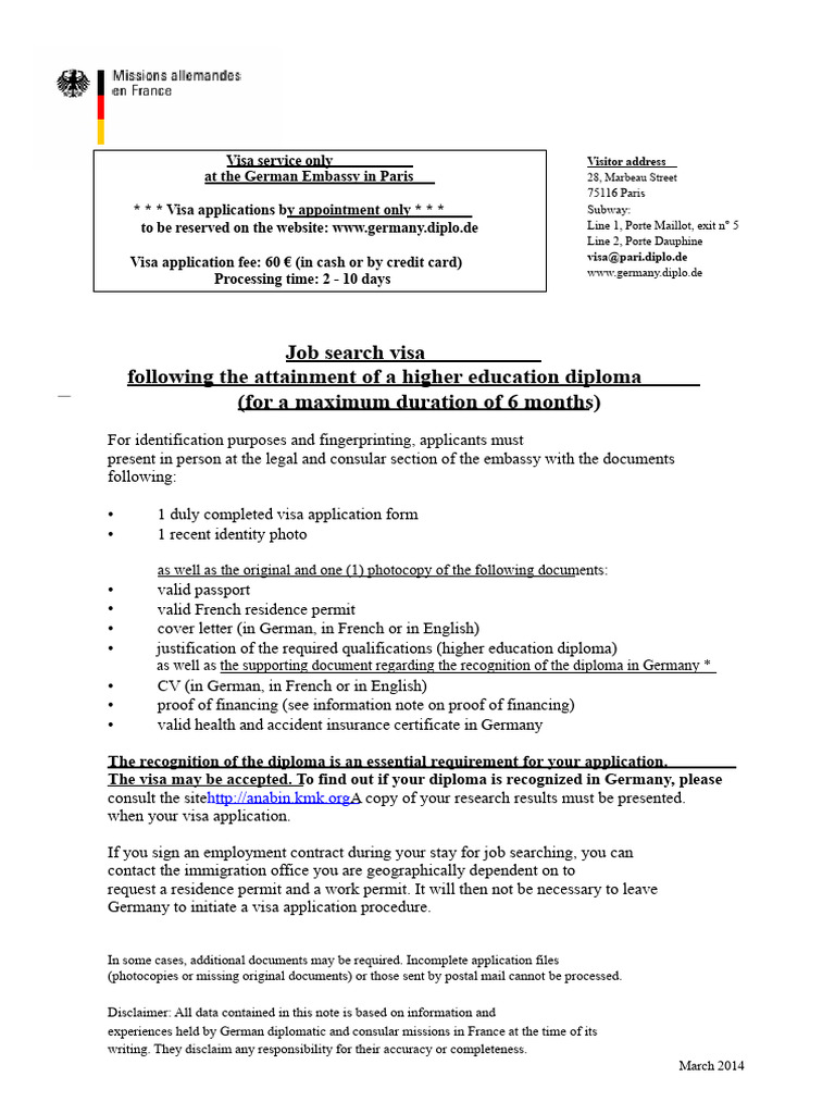 German Embassy Visa Application Guide | PDF | Travel Visa | Identity ...