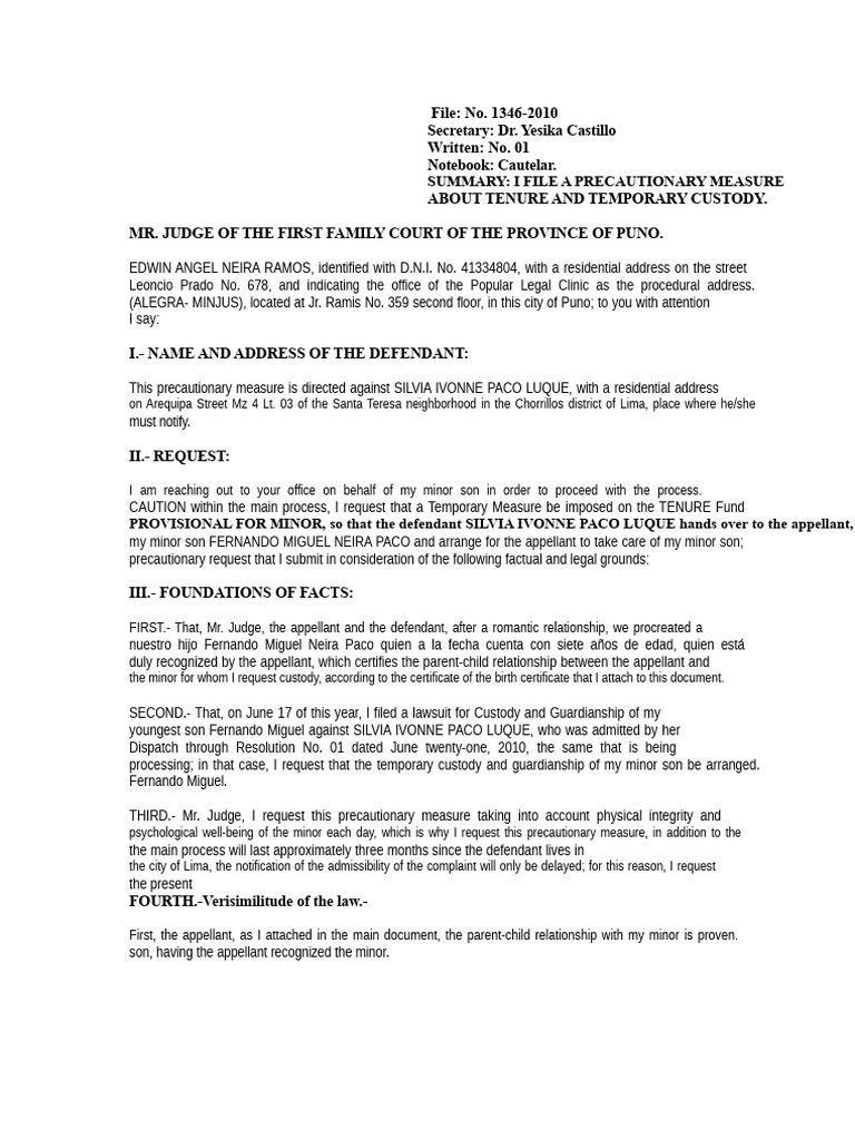 Provisional Possession Model | PDF | Child Custody | Legal Guardian