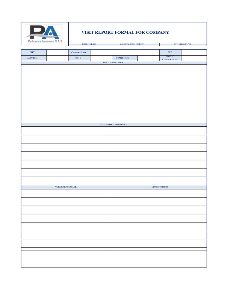 Company Visit Report Template | PDF
