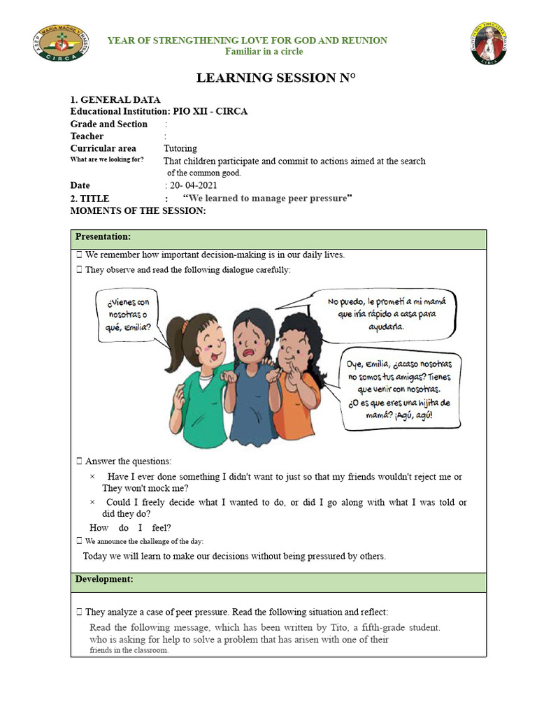 Tutoring - We Learn To Handle Peer Pressure | PDF | Brainstorming ...