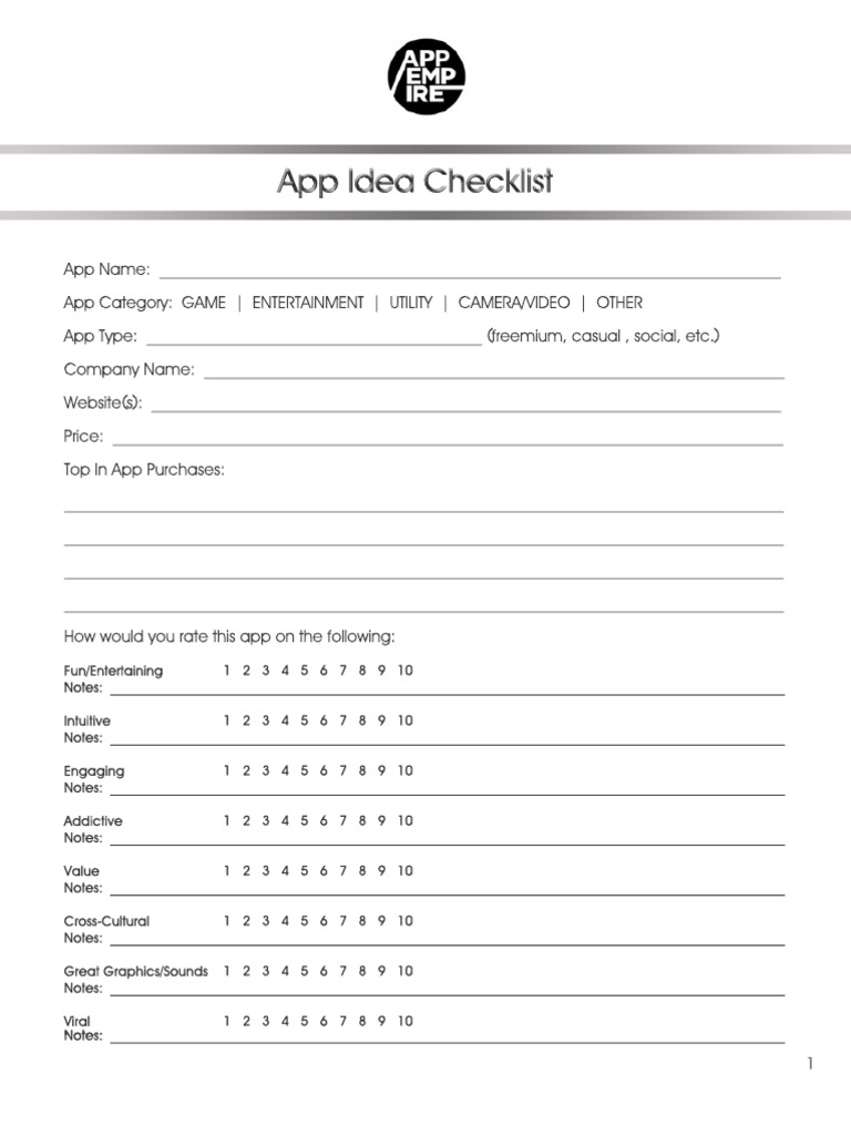 App Idea Checklist | PDF