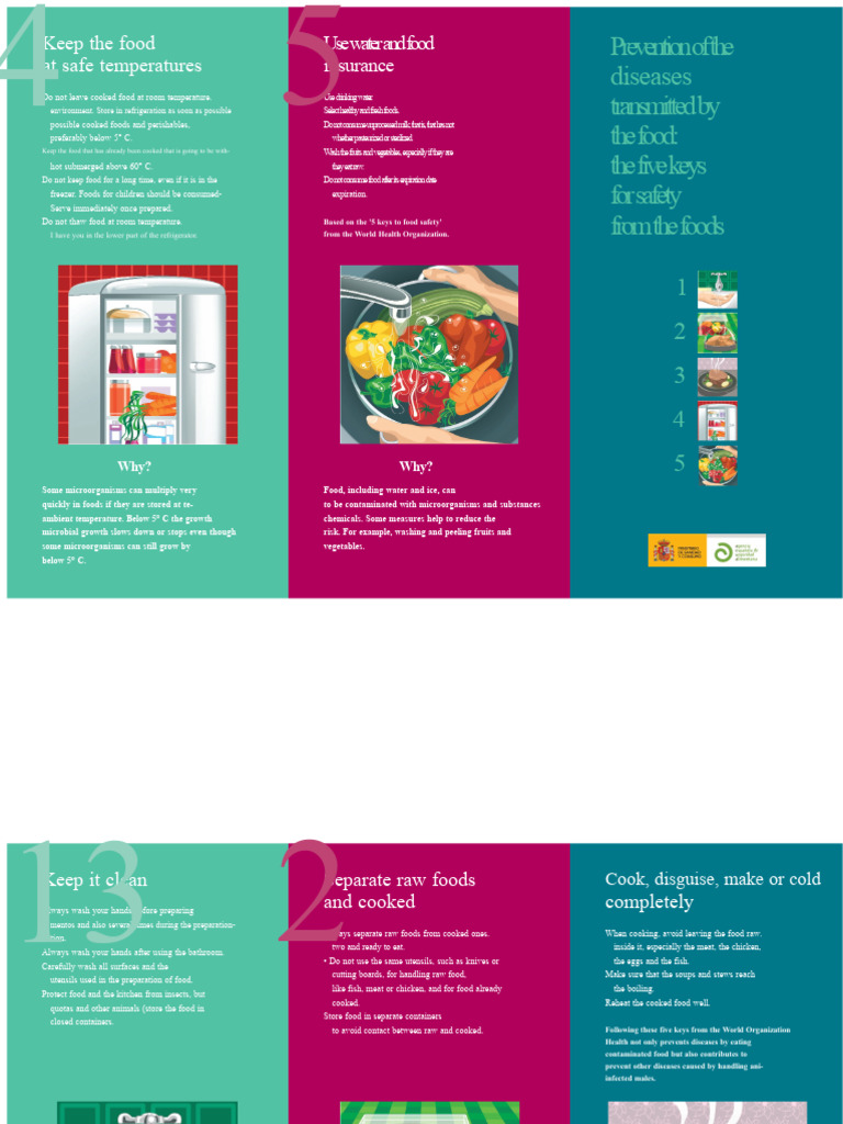 Triptych Five Keys To Food Safety | PDF | Foods | Cooking