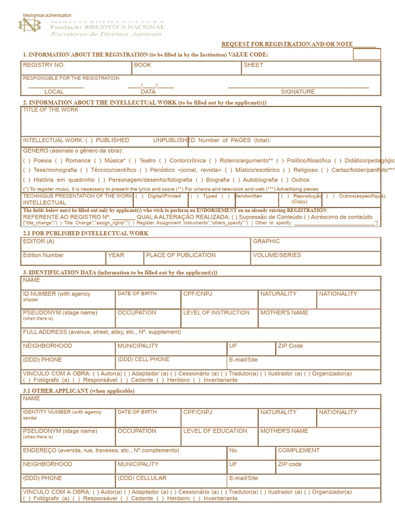 Application Form For National Library Registration | PDF | Computing