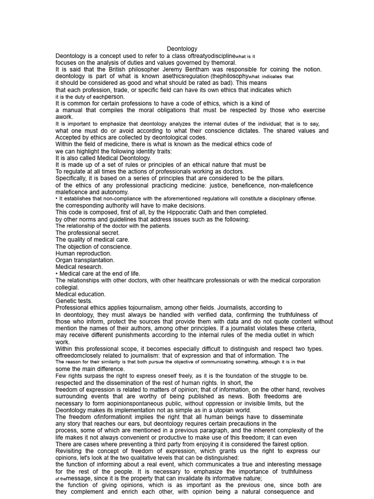 Deontology, Ethics, Morality, Bioethics | PDF | Bioethics | Morality