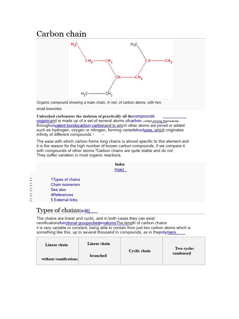 Carbon Chain | PDF | Isomer | Carbon