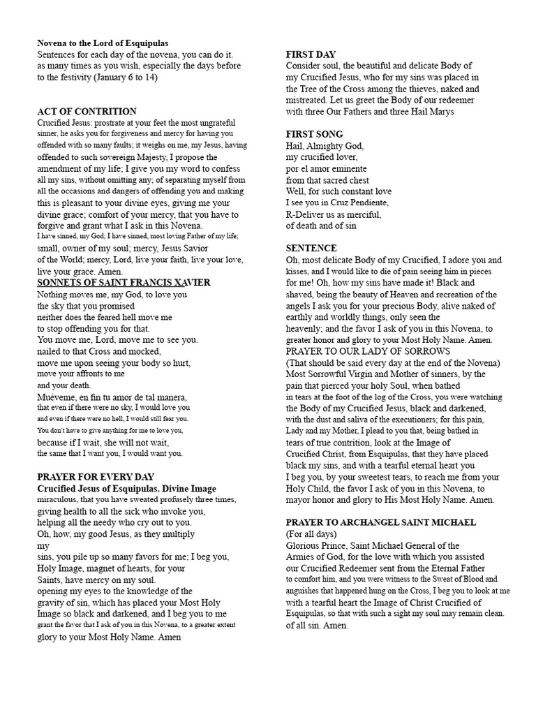 Novena Prayers to the Lord of Esquipulas | PDF | Glory (Religion) | Jesus
