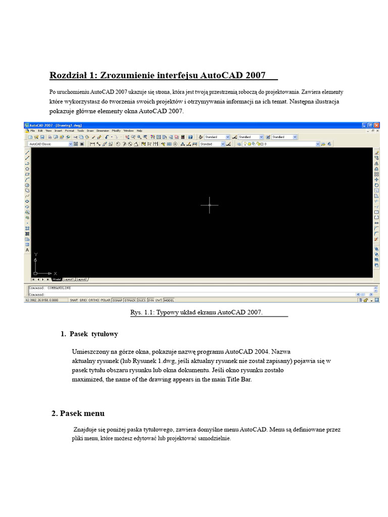 AutoCAD 2007 Arkusz wykładowy_rozdział 1 | PDF