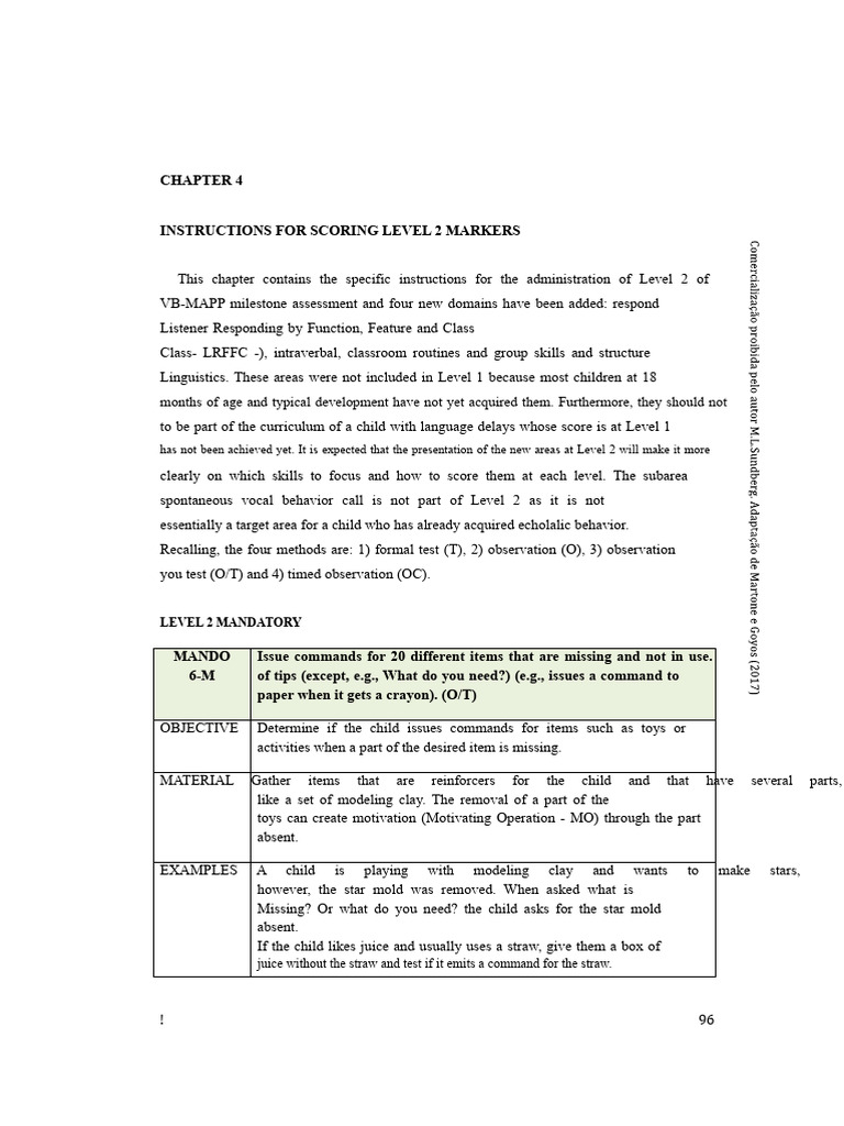 Level 2 VB-MAPP Scoring Instructions | PDF | Toys | Imitation