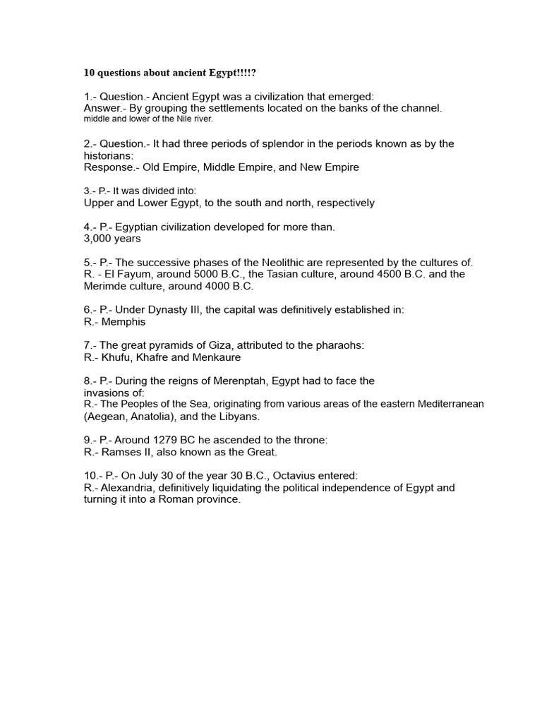 10 Questions About ANCIENT EGYPT | PDF