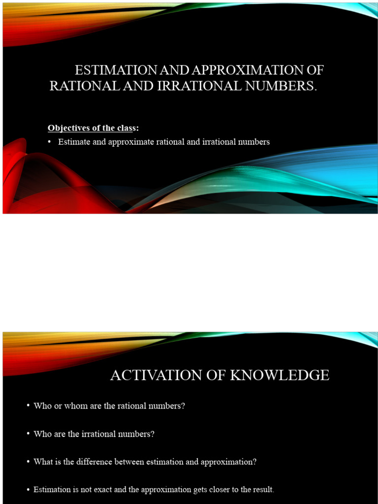 Class 2 Estimation and Approximation of Rational and Irrational Numbers ...