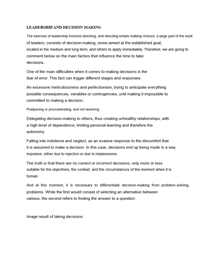 Leadership and Decision-Making Insights | PDF | Decision Making ...