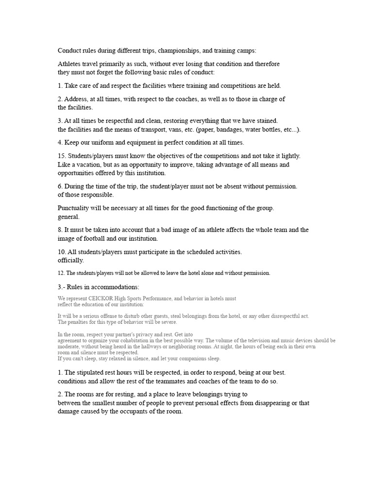 Athlete Conduct Rules for Travel and Training | PDF | Justice | Crime ...