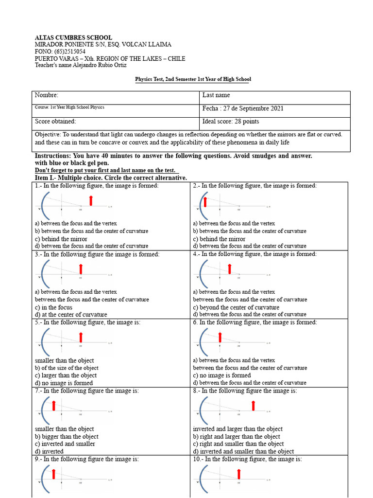 1st Year High School Physics Test | PDF | Glass Engineering And Science ...