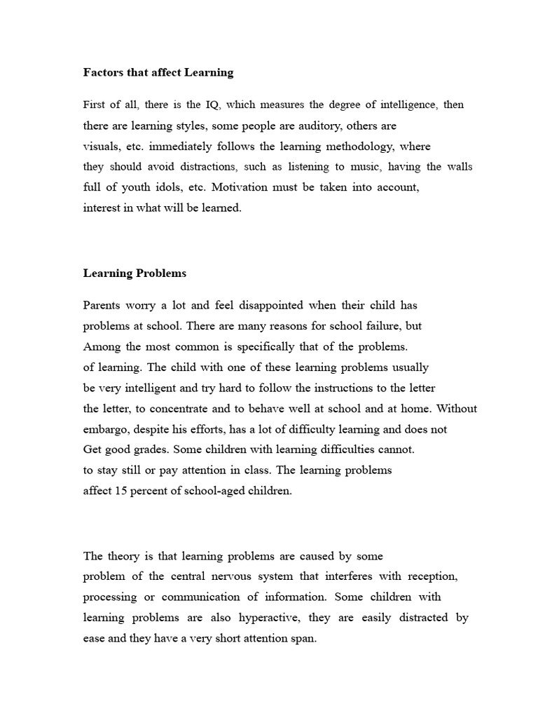 Factors Influencing Learning Success | PDF | Learning | Learning Styles