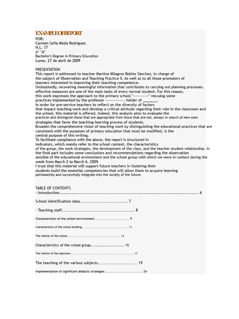 Primary Education Teaching Practices Report | PDF | Learning | Teachers