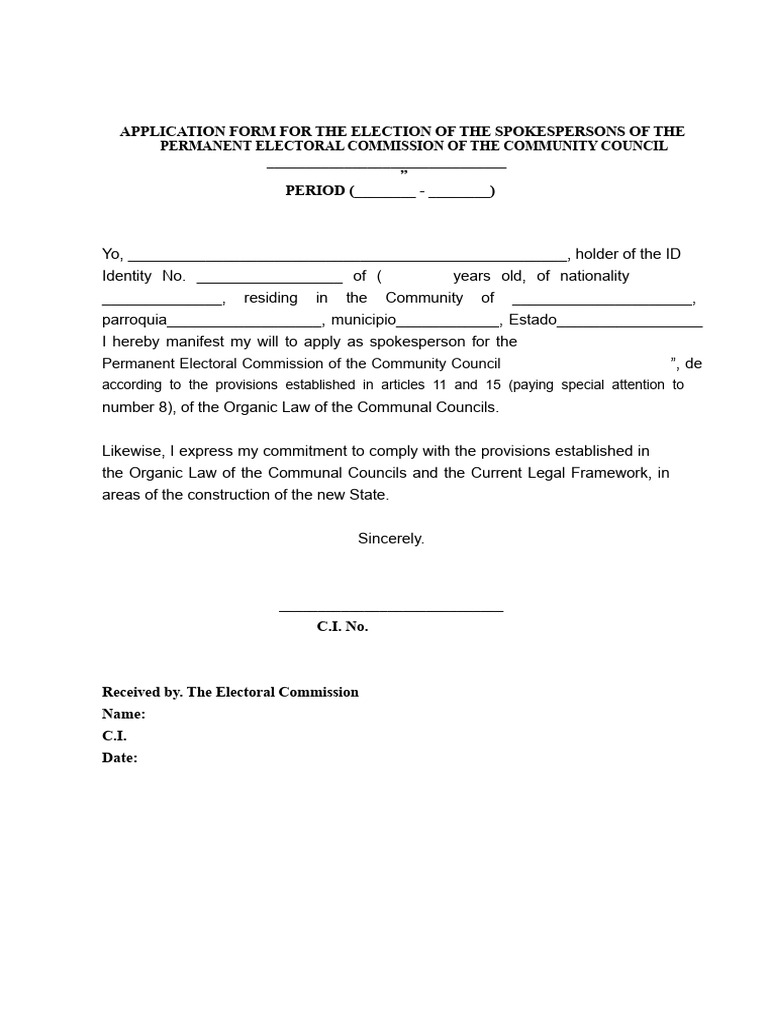 Election Spokesperson Application Form | PDF
