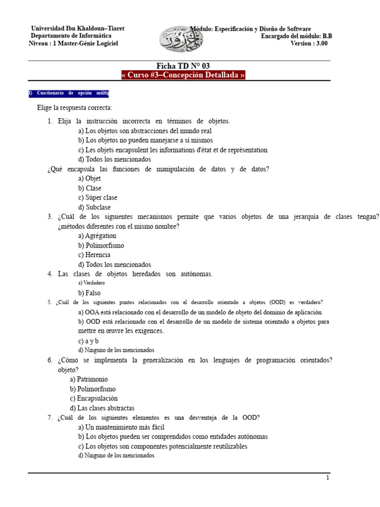 SCL-Ficha TD N°3-Concepción Detallada-Soluciones | PDF | Objeto (informática) | Lenguaje de ...