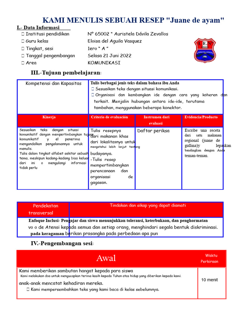 SELASA 21 JUNI Kami menulis resep Juane ayam | PDF