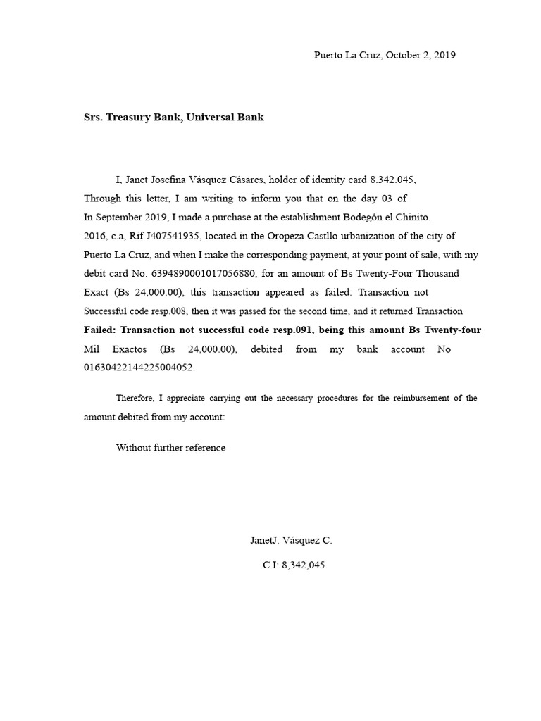 Letter To The Treasury Department | PDF