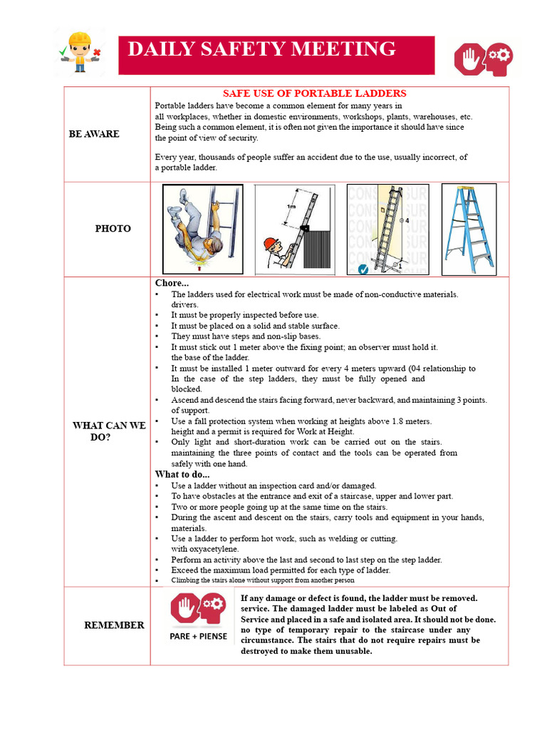 Portable Ladder Safety Guidelines | PDF | Stairs | Ladder