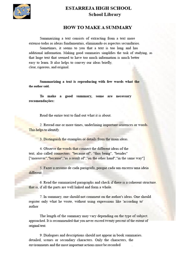 How To Make A Summary | PDF
