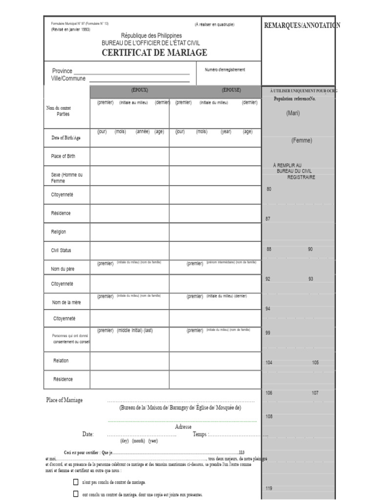 Certificat de Mariage | PDF | Mariage | Institutions sociales