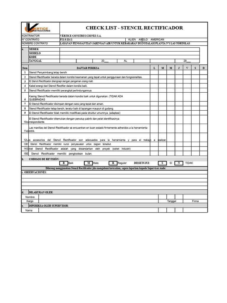 Daftar Periksa Stensil | PDF